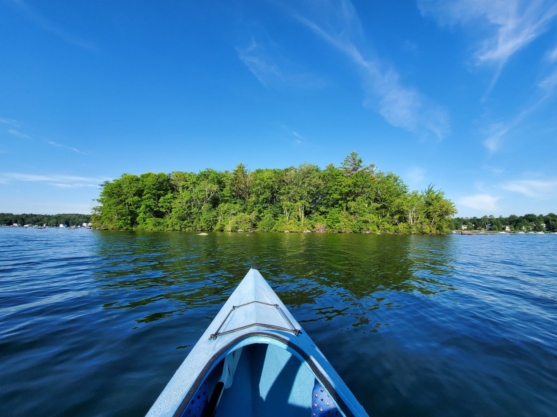 Big Island and Little Island on Paugus Bay on Lake Winnipesaukee in NH ...