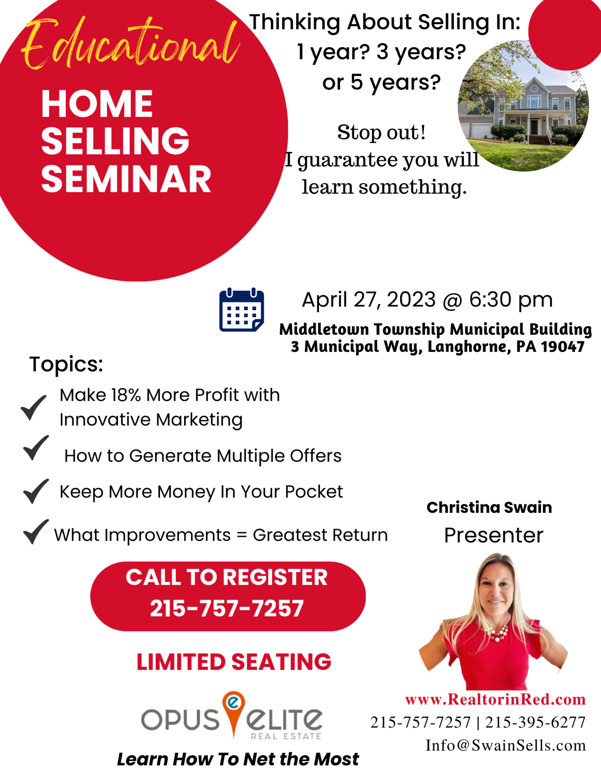 Spring 2023 Home Selling Seminar Registration - Your Realtor in Red